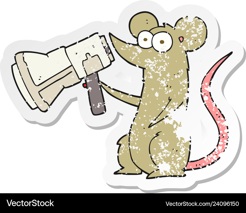 Retro distressed sticker a cartoon mouse Vector Image