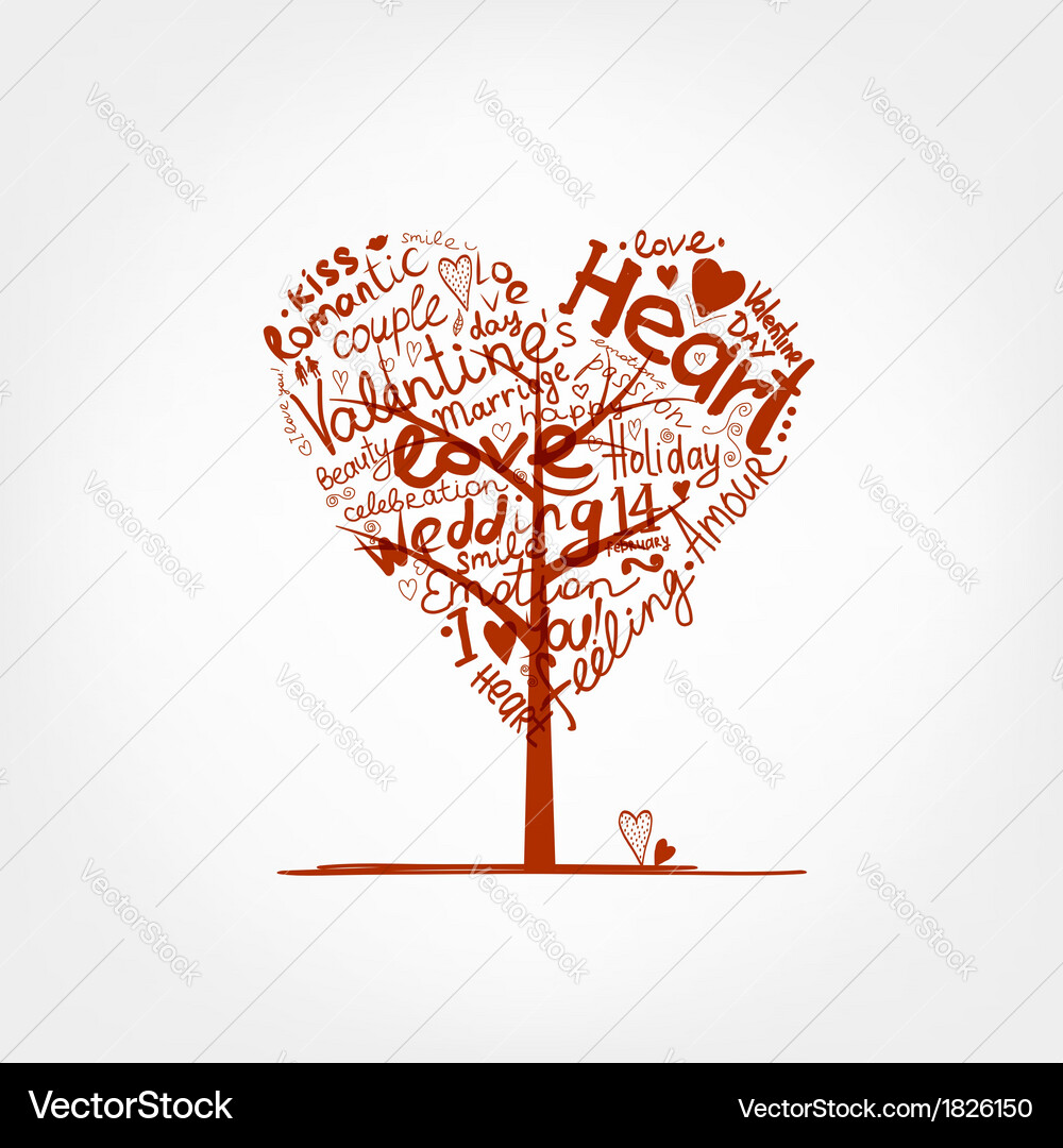 Valentine tree heart shape for your design Vector Image