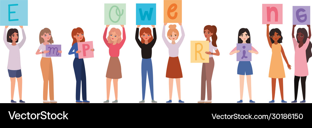 Women with banners design Royalty Free Vector Image