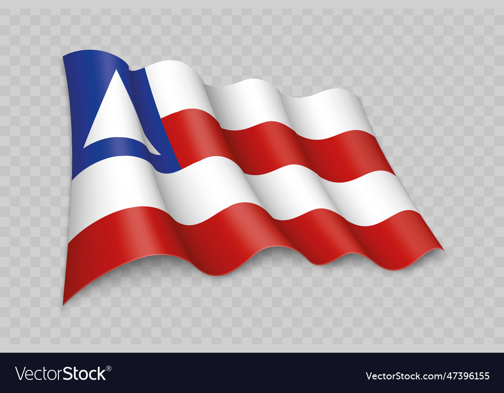 3d realistic waving flag of bahia is a state Vector Image