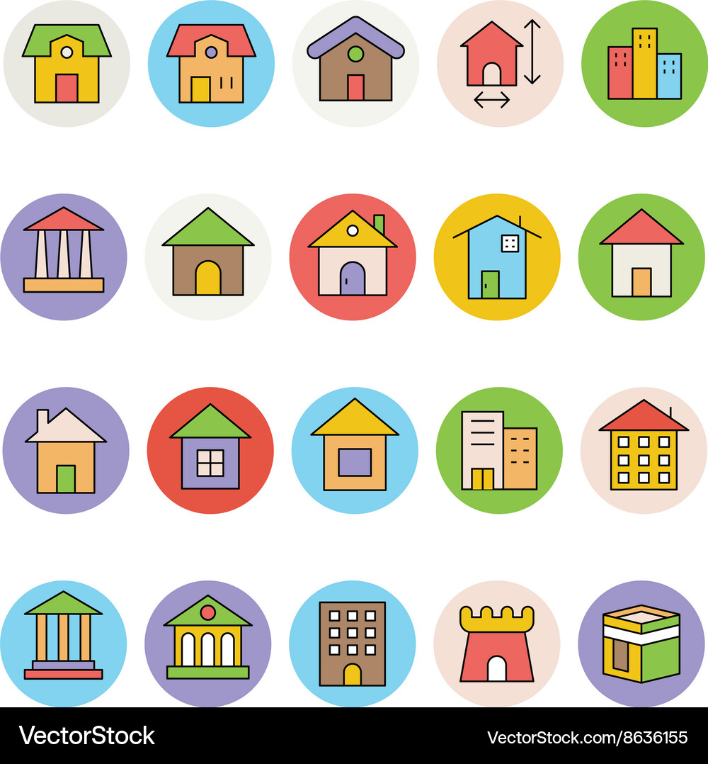 Architecture and Buildings Icons 1 Royalty Free Vector Image