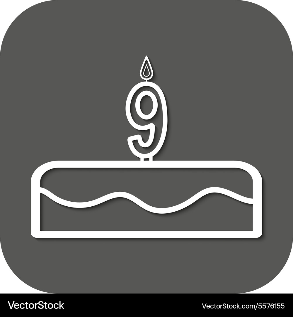 Birthday cake with candles number 9 Royalty Free Vector