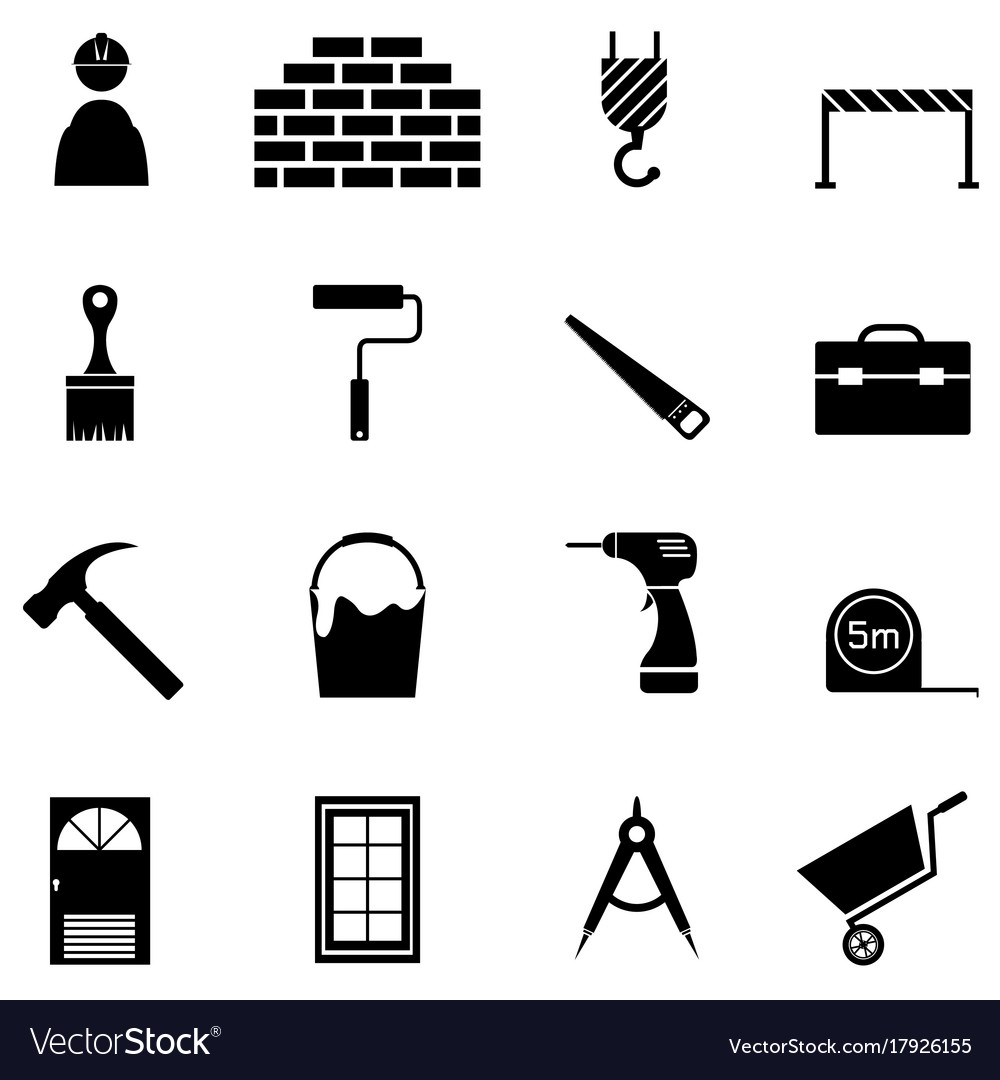 Builder icon set Royalty Free Vector Image - VectorStock