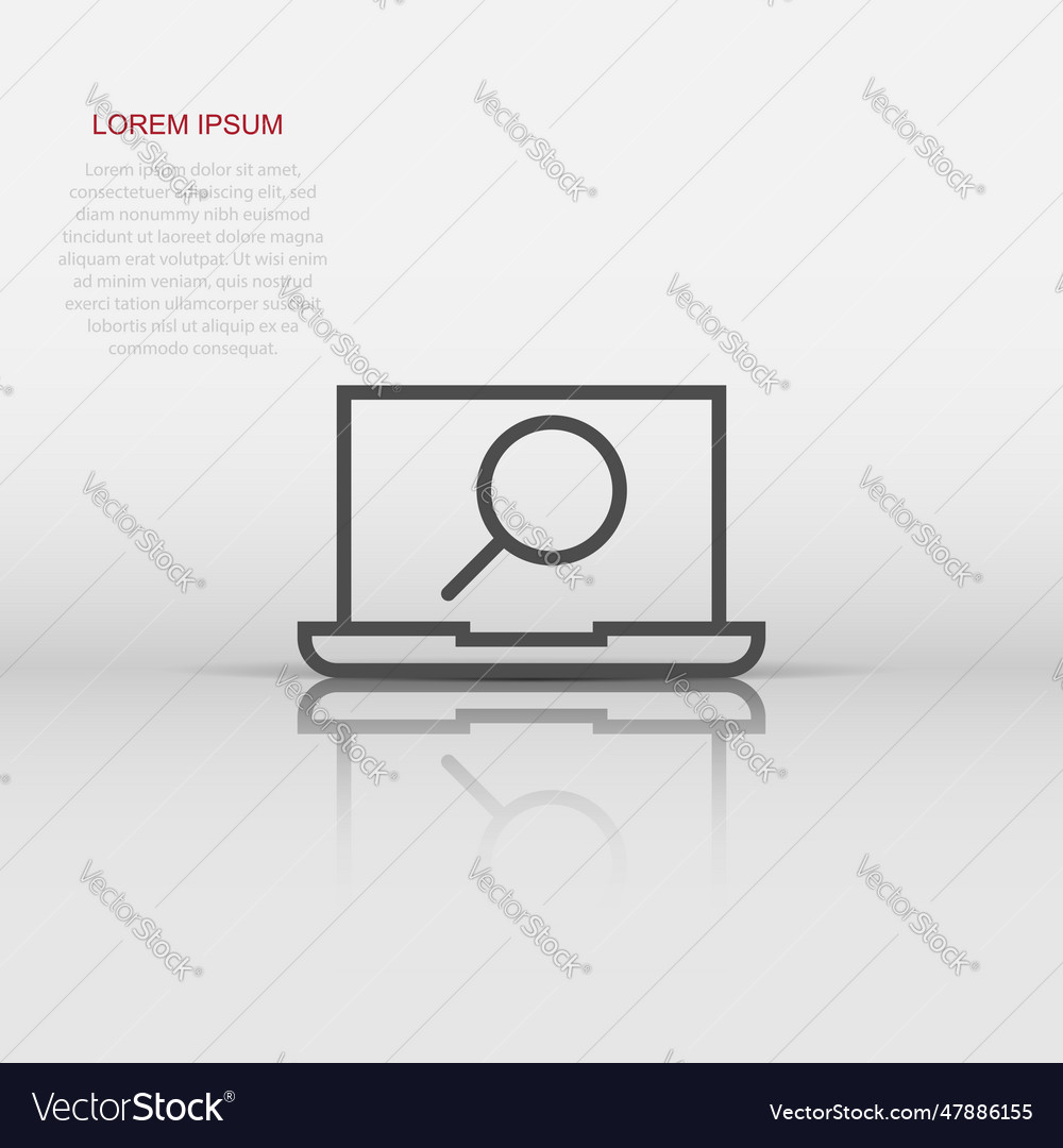 Computer search icon in flat style laptop Vector Image
