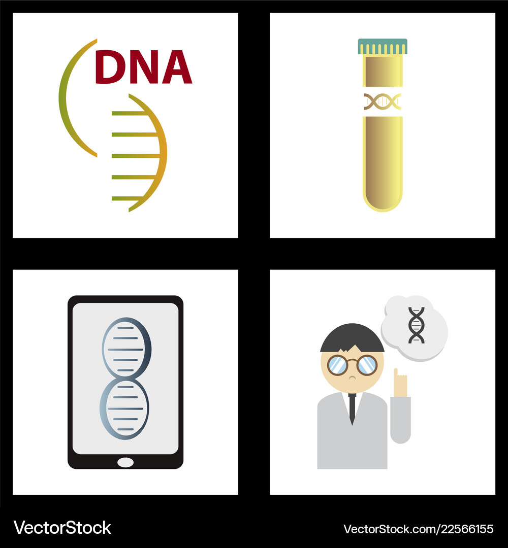 Dna genetic sign elements and icons collection Vector Image