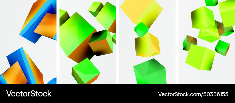 Flying 3d shapes cubes and other geometric Vector Image
