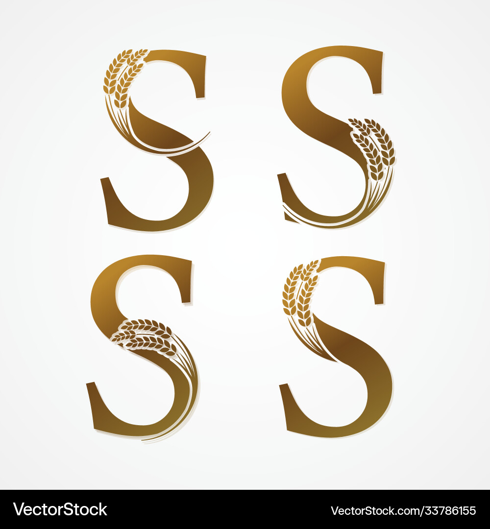 Gold letter with rice for logo design Royalty Free Vector