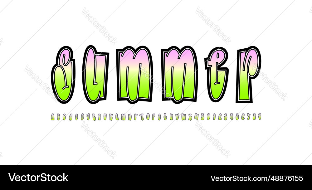 Graffiti font comic alphabet in the cartoon style Vector Image