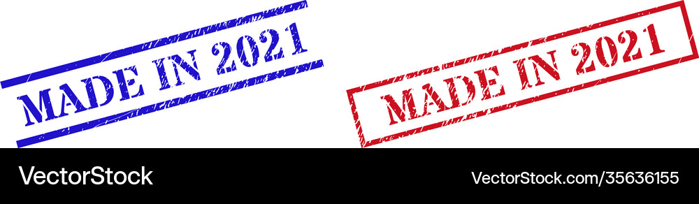 Made in 2021 textured scratched stamp watermarks Vector Image