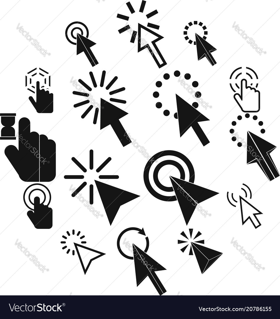 Mouse pointer icons set simple style Royalty Free Vector