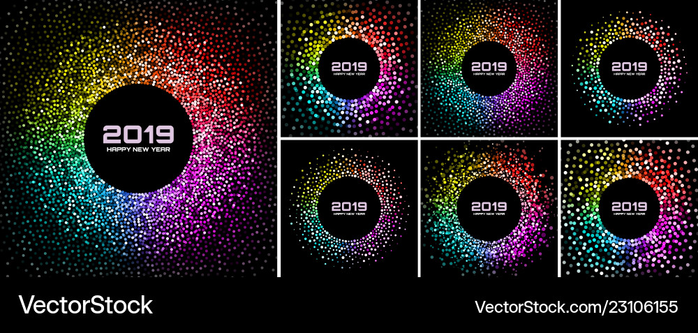 New year 2019 card confetti backgrounds set Vector Image