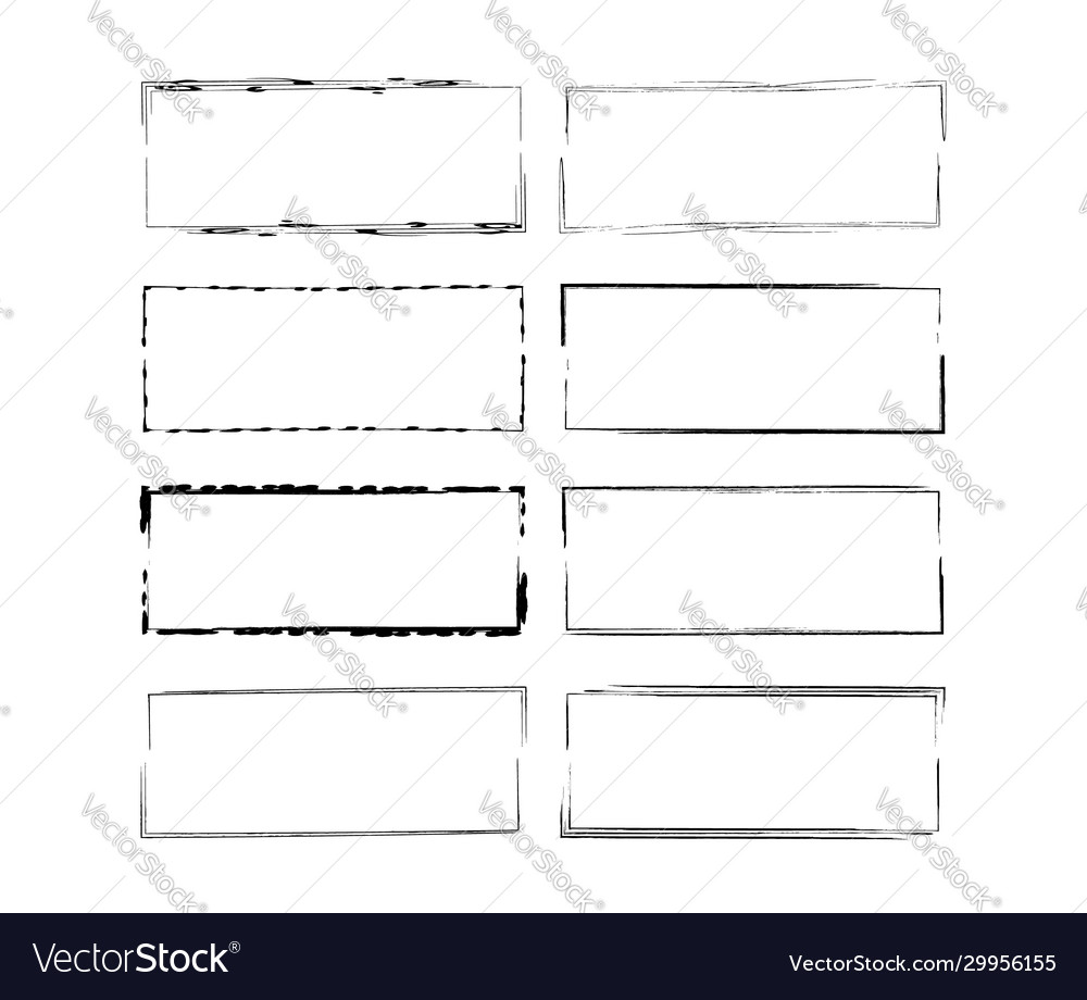 Set black rectangle grunge frames Royalty Free Vector Image