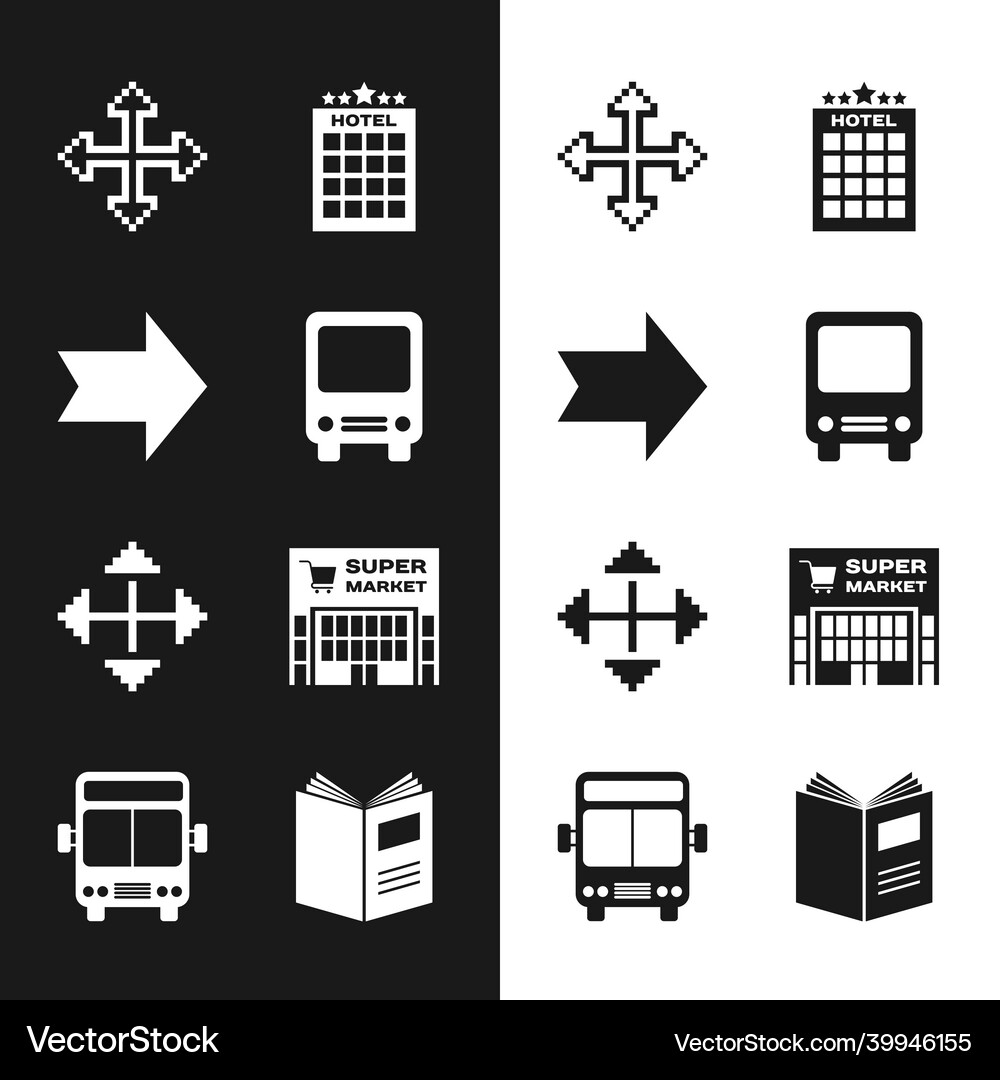 Set bus arrow pixel arrows in four directions Vector Image