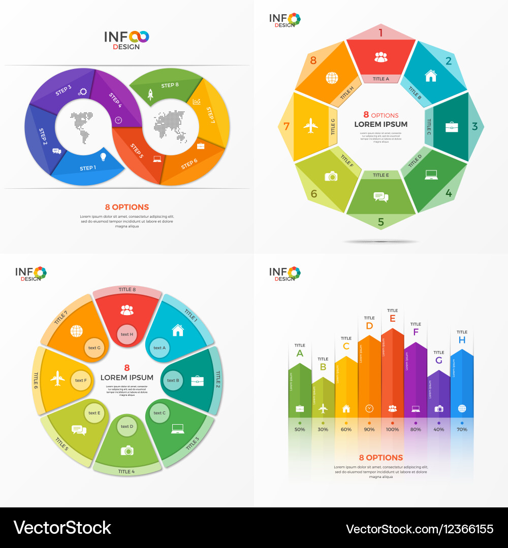 Set of infographic templates with 8 options Vector Image