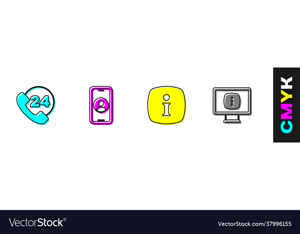 Set telephone 24 hours support information Vector Image