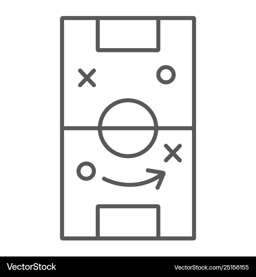 Soccer strategy thin line icon game and field Vector Image