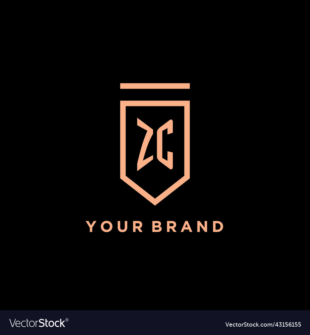 Zc monogram initial with shield logo design icon Vector Image