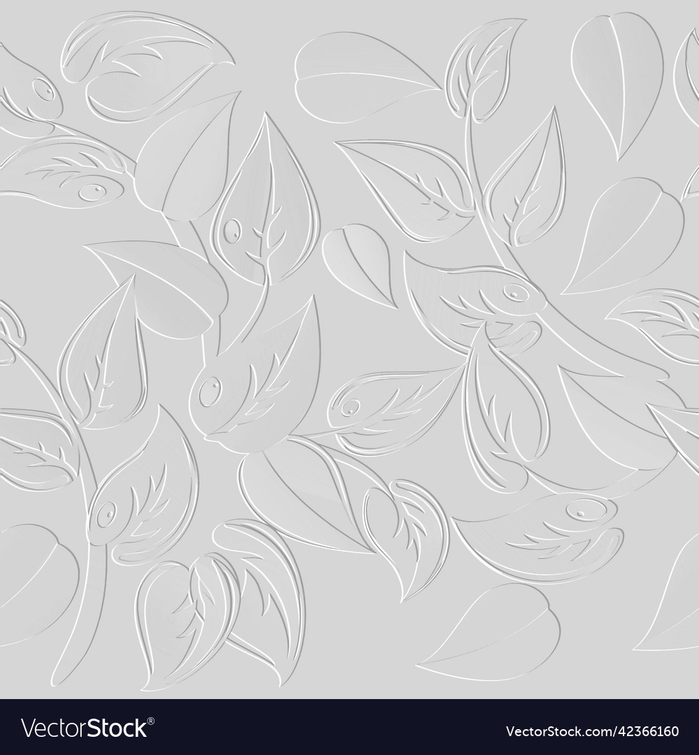 3d embossed floral white seamless pattern Vector Image
