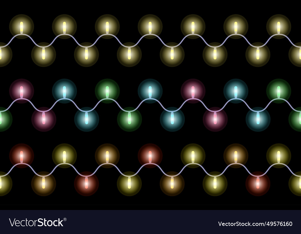 Christmas lights pattern set Royalty Free Vector Image