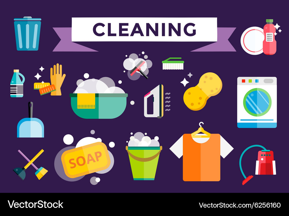 Cleaning icons set clean service Royalty Free Vector Image