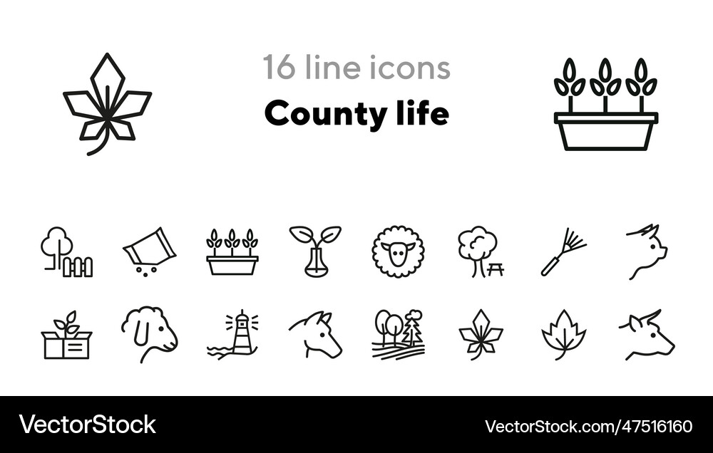 County life line icon set Royalty Free Vector Image