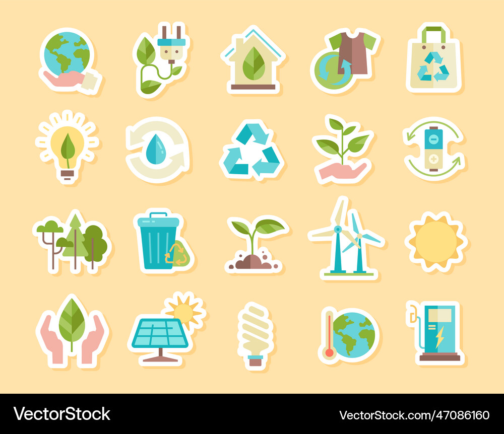 Environmental stickers icons set Royalty Free Vector Image