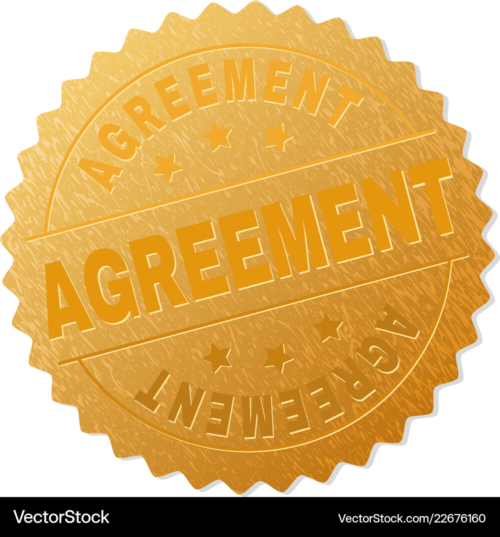 Gold agreement award stamp Royalty Free Vector Image