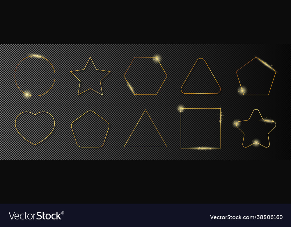 Gold glowing different geometric shape frame Vector Image