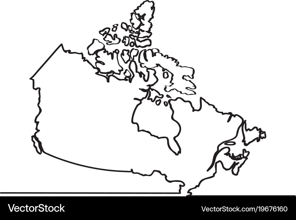 Map of canada continuous line Royalty Free Vector Image