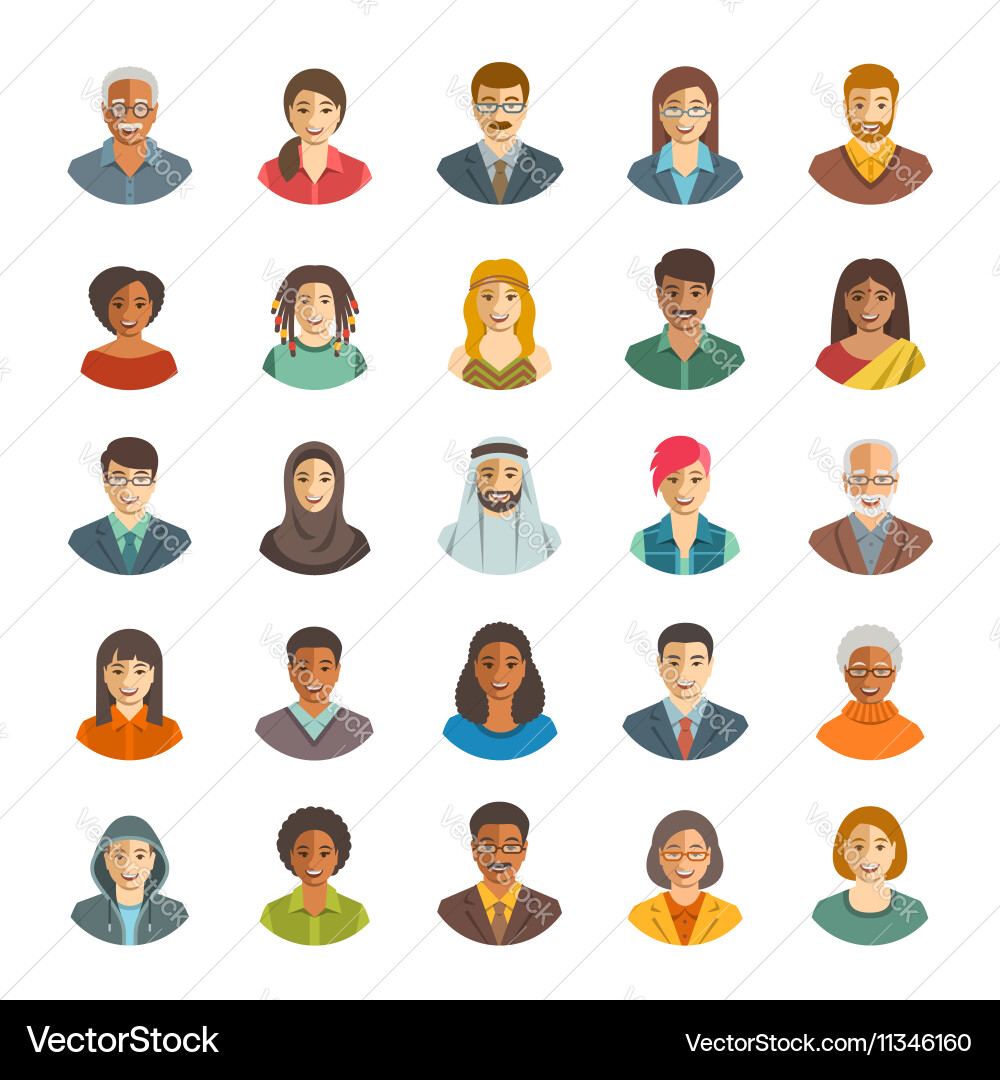 People faces avatars flat icons Royalty Free Vector Image