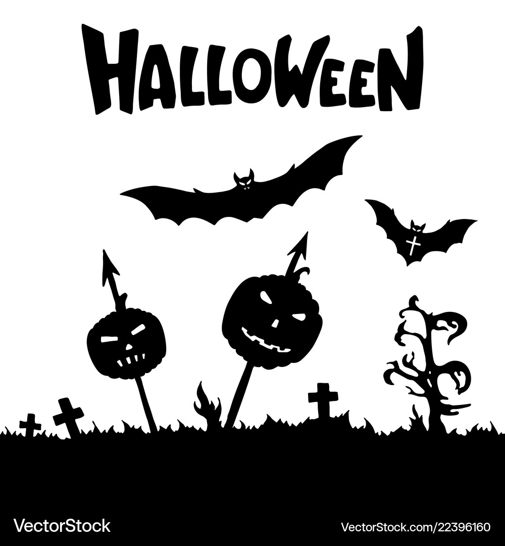 Pumpkins impaled on spears halloween silhouettes Vector Image