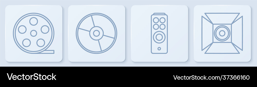 Set line film reel remote control cd or dvd disk Vector Image