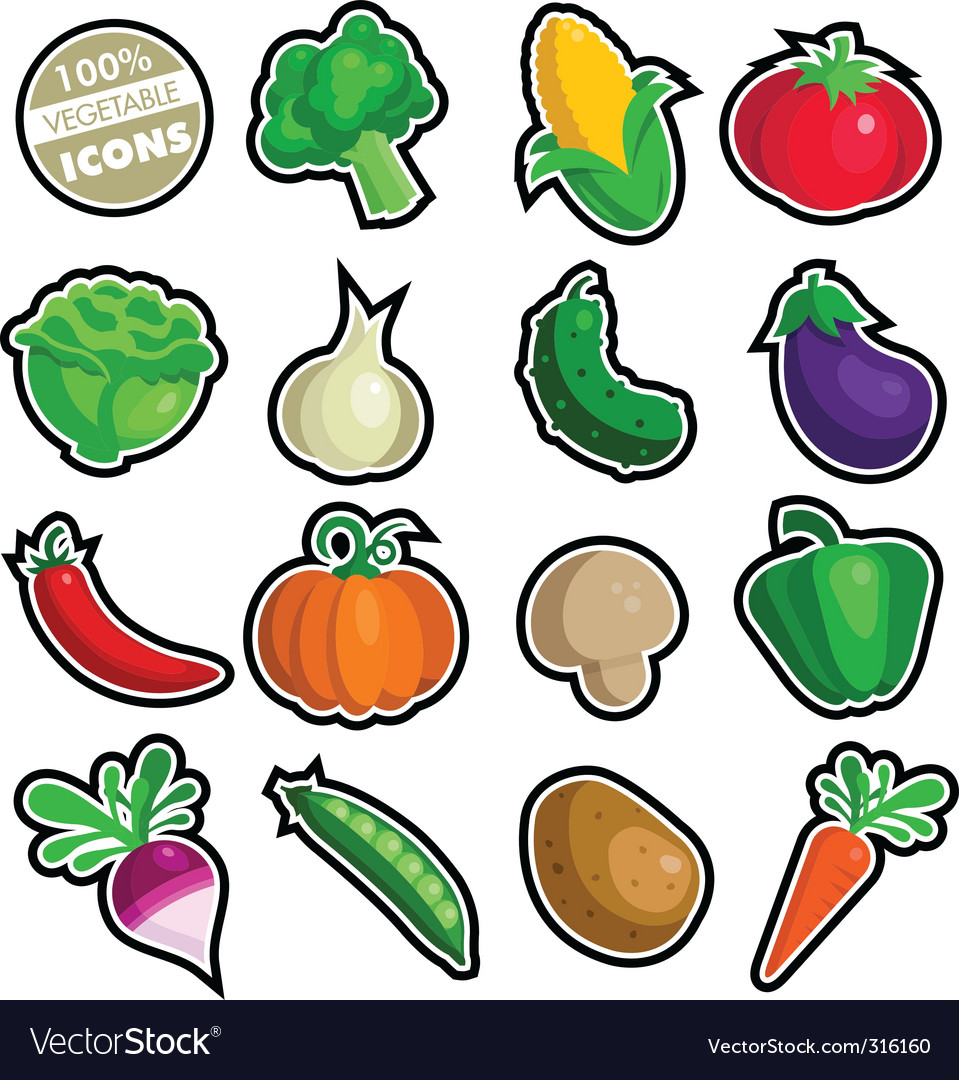 Vegetable icons Royalty Free Vector Image - VectorStock