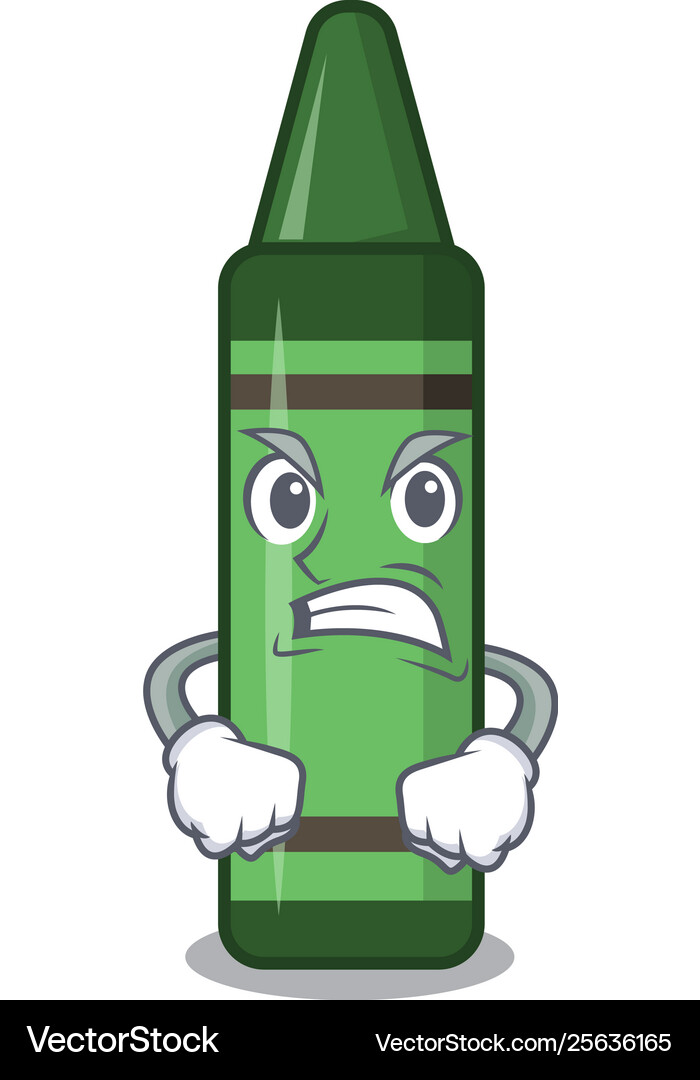 Angry green crayon in mascot shape Royalty Free Vector Image