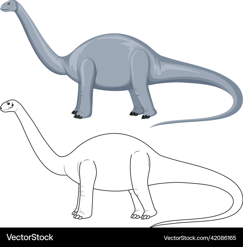 Apatosaurus dinosaur with its doodle outline Vector Image