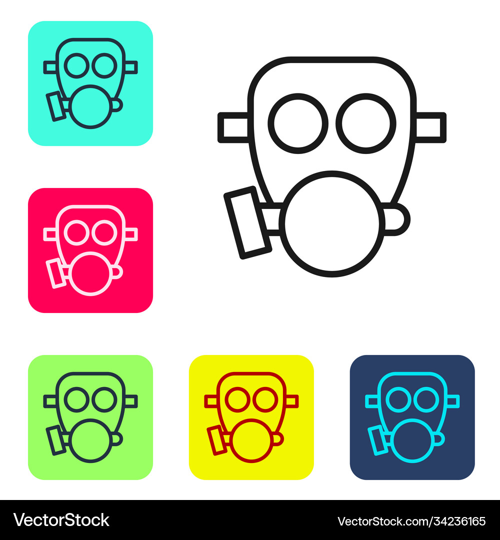 Black line gas mask icon isolated on white Vector Image