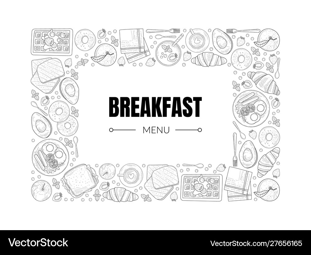 Breakfast menu banner template morning food Vector Image
