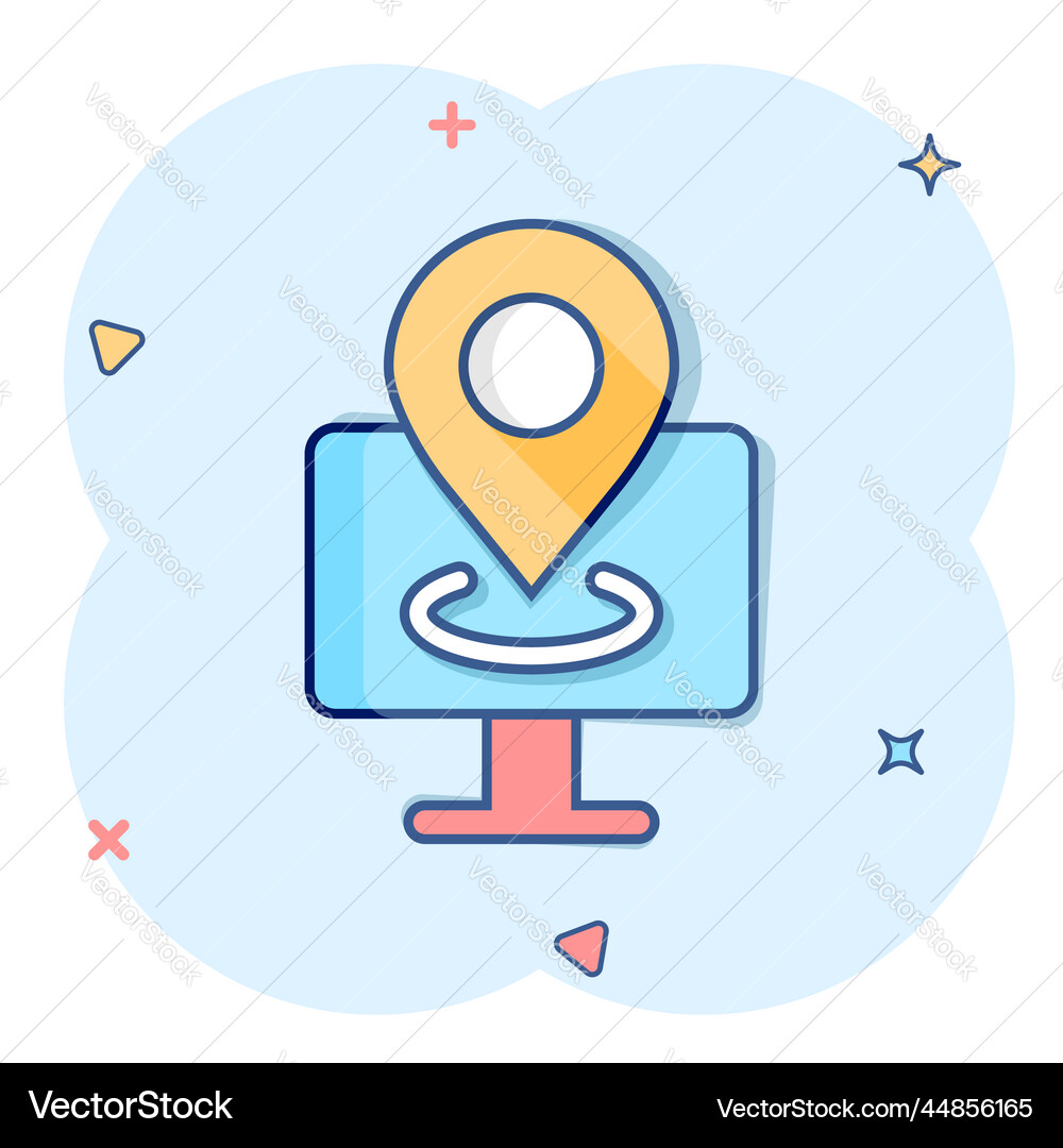Computer navigation icon in comic style monitor Vector Image