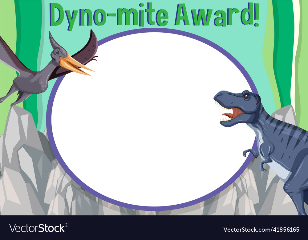 Dinosaur certificate template in cartoon style Vector Image