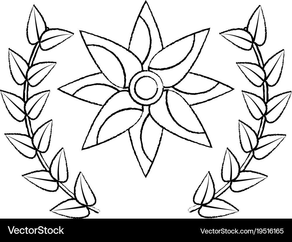 Flower emblem with leaves icon imag Royalty Free Vector