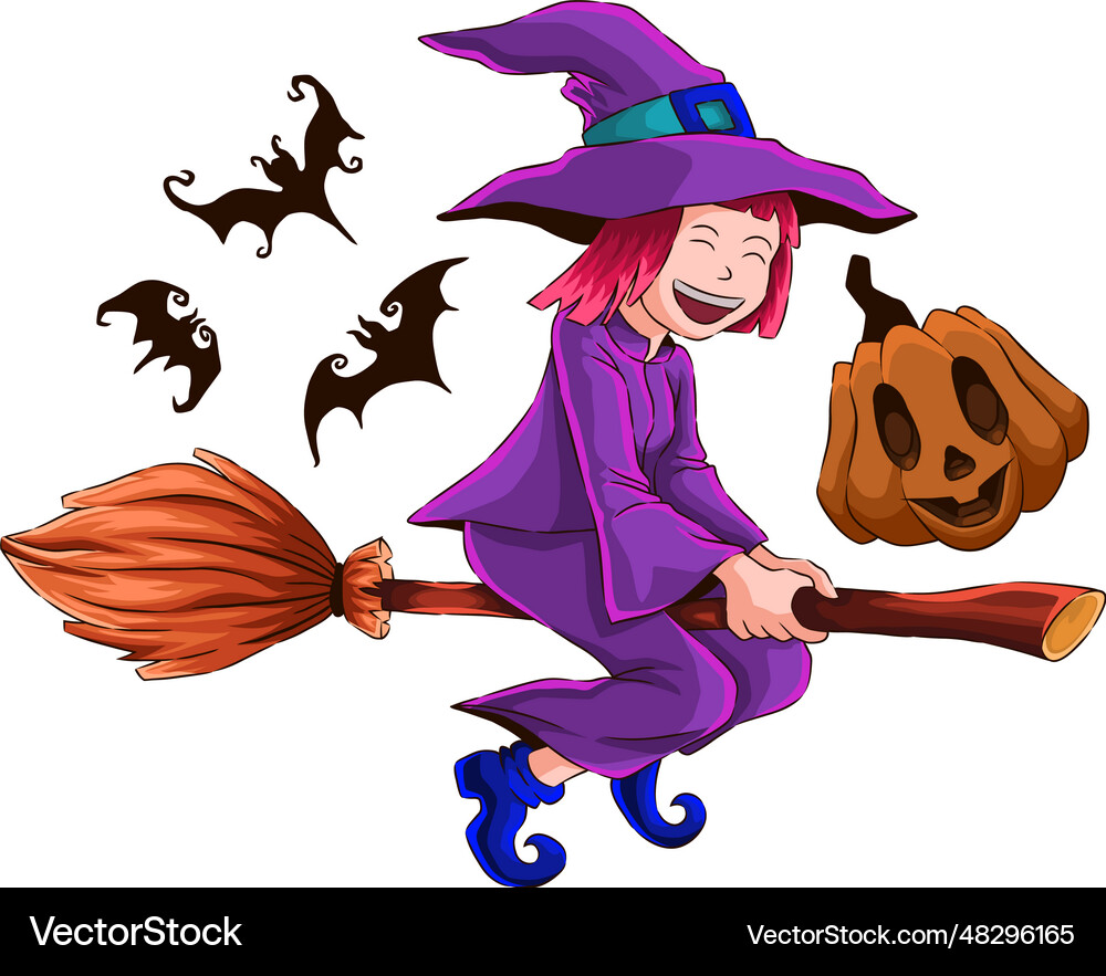Happy halloween cute little witch Royalty Free Vector Image
