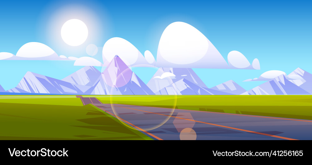 Highway at mountains landscape empty road rocks Vector Image