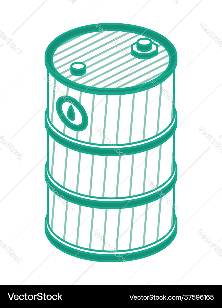 Isometric outline oil barrel isolated object Vector Image