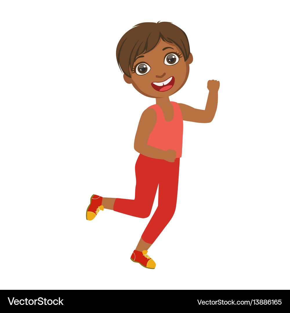 Little happy boy running boy in motion Royalty Free Vector