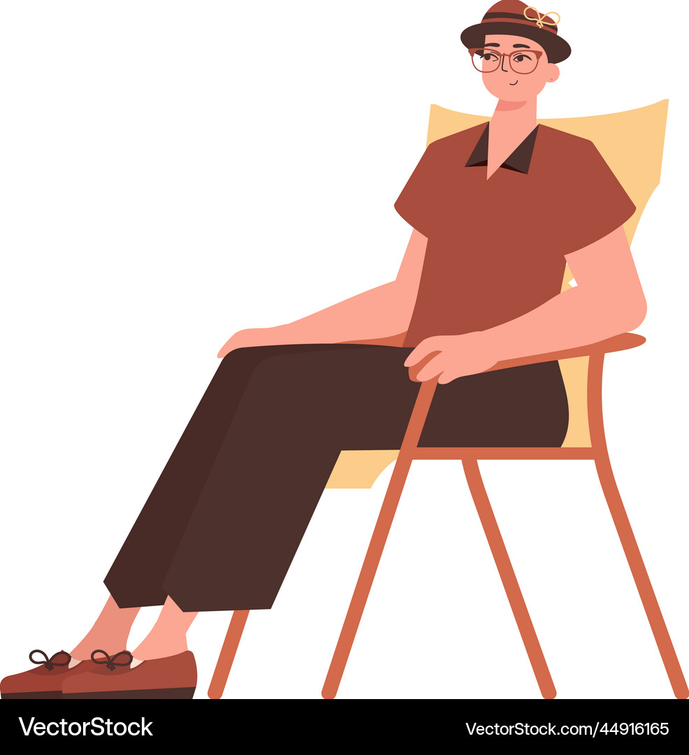 Man sits in a comfortable chair character Vector Image