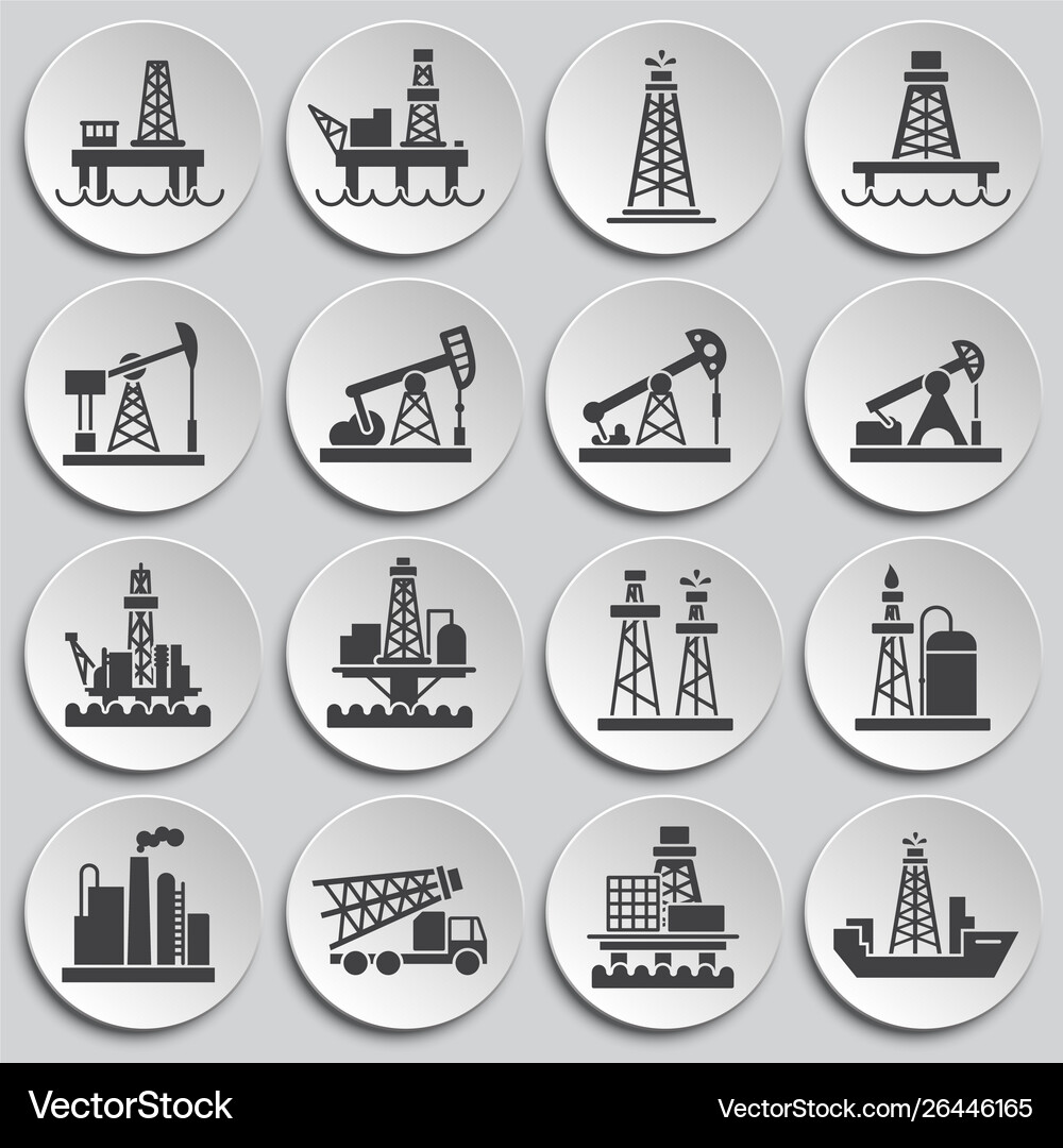 Oil Rig Icon Set - Offshore Energy Royalty Free Vector Image