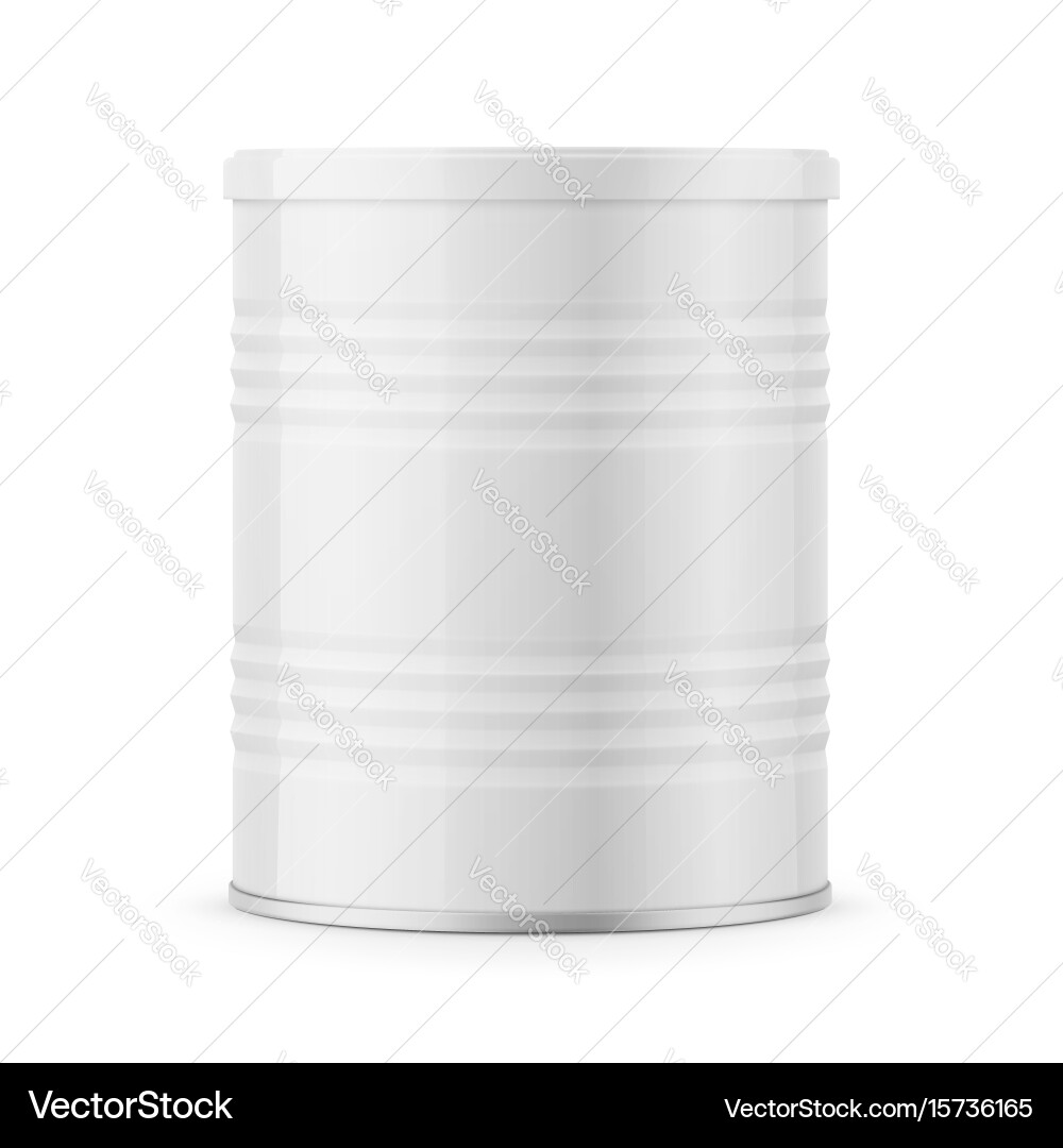 Round glossy tin can for powder milk Royalty Free Vector