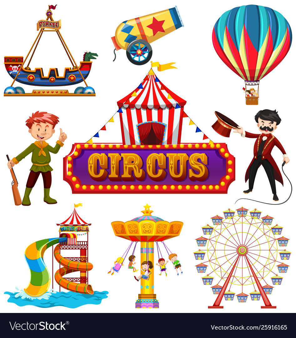 Set circus element Royalty Free Vector Image - VectorStock