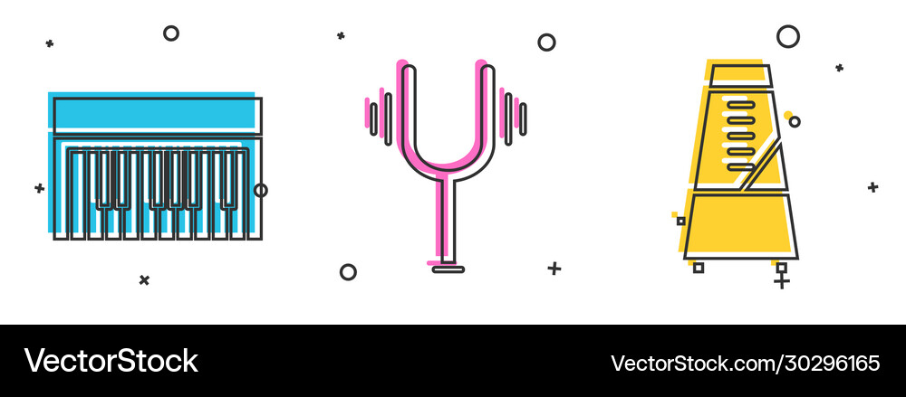 Set music synthesizer musical tuning fork Vector Image