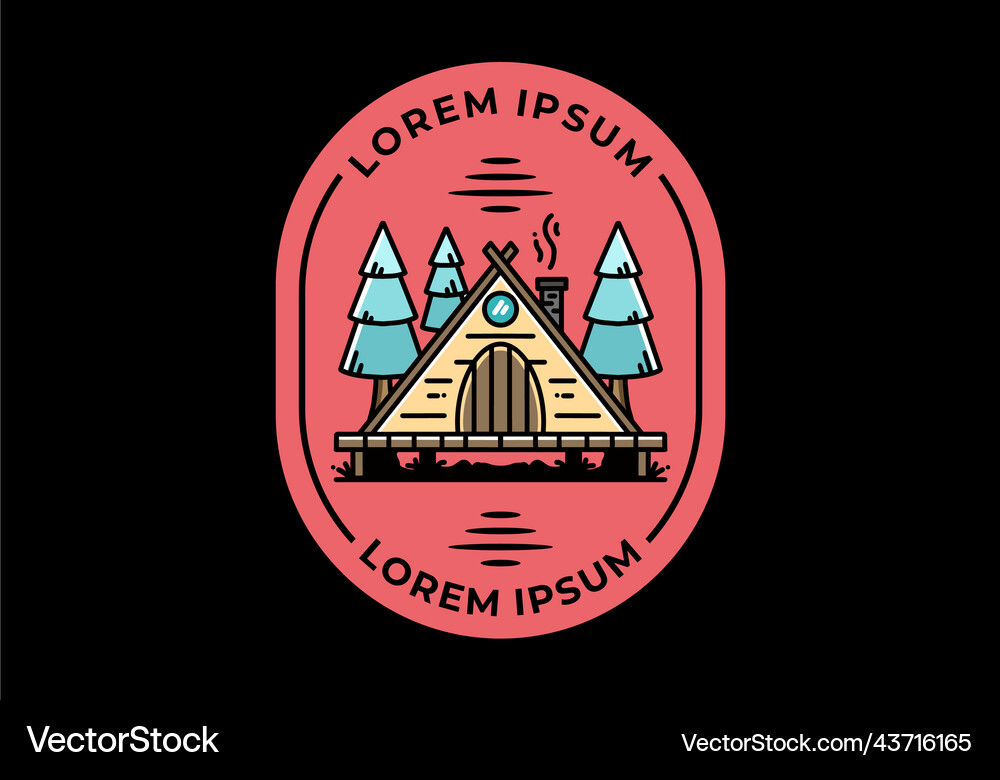 Triangle wooden cabin between pine tress design Vector Image
